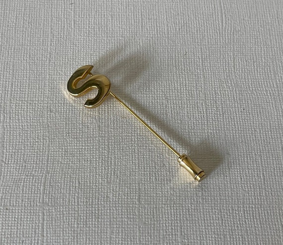 Vintage letter s stick pin, letter S jewelry, gold le… - Gem