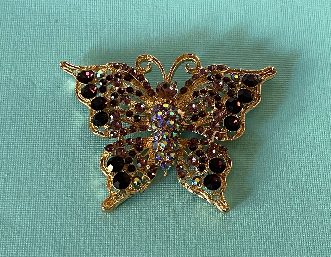 Large Butterfly Brooch, Rhinestone Butterfly Pin, the Carolynn ...