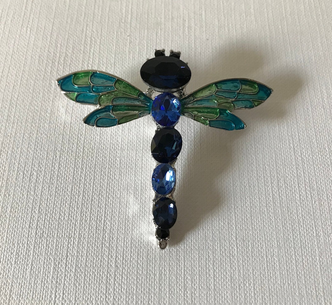 Blue Rhinestone Dragonfly Pin, Dragonfly Brooch, Dragonflies, Blue ...