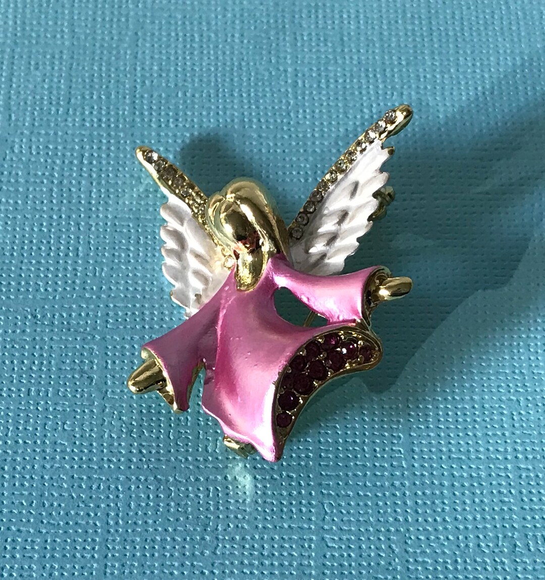 Pink Angel Pin Rhinestone Angel Pin Heavenly Angel Pin - Etsy