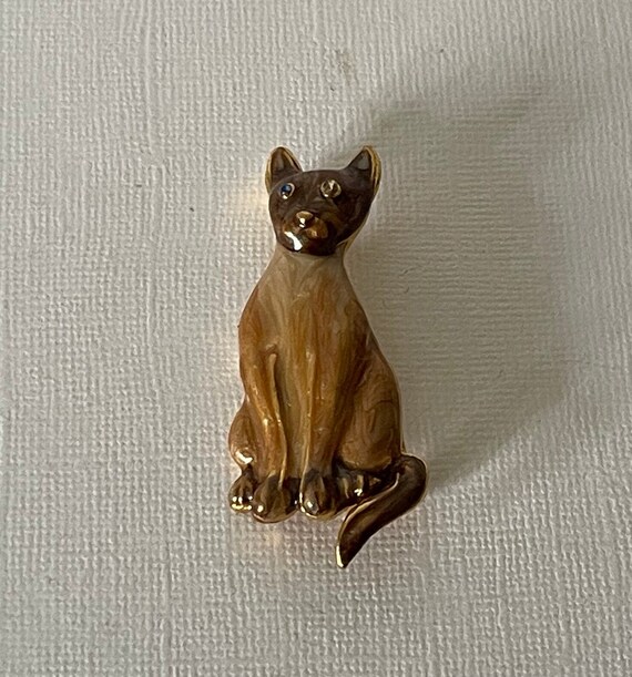 Vintage cat brooch, siamese cat pin, cat jewelry, cat… - Gem