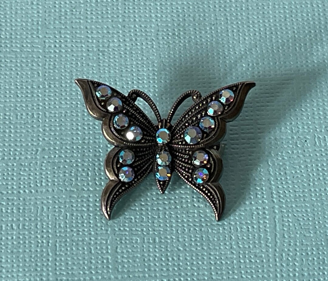 Vintage Butterfly Brooch, Insect Jewelry, Rhinestone Butterfly Pin ...