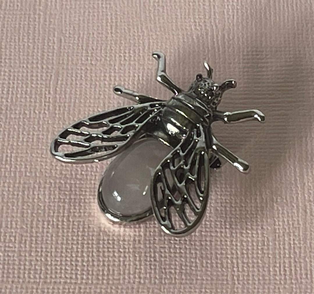 Broche bourdon en quartz rose, broche mouche en quartz rose, broche ...