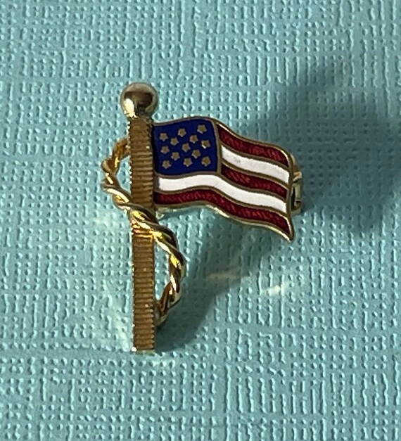Vintage flag brooch, small flag pin, USA Save America… - Gem