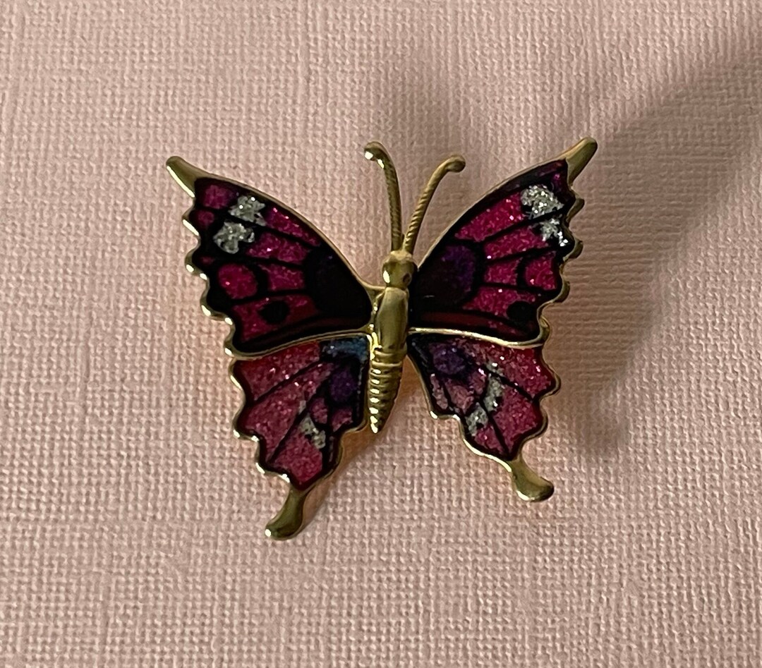 Vintage Butterfly Brooch, Butterfly Jewelry, Purple Butterfly Pin, Pink ...