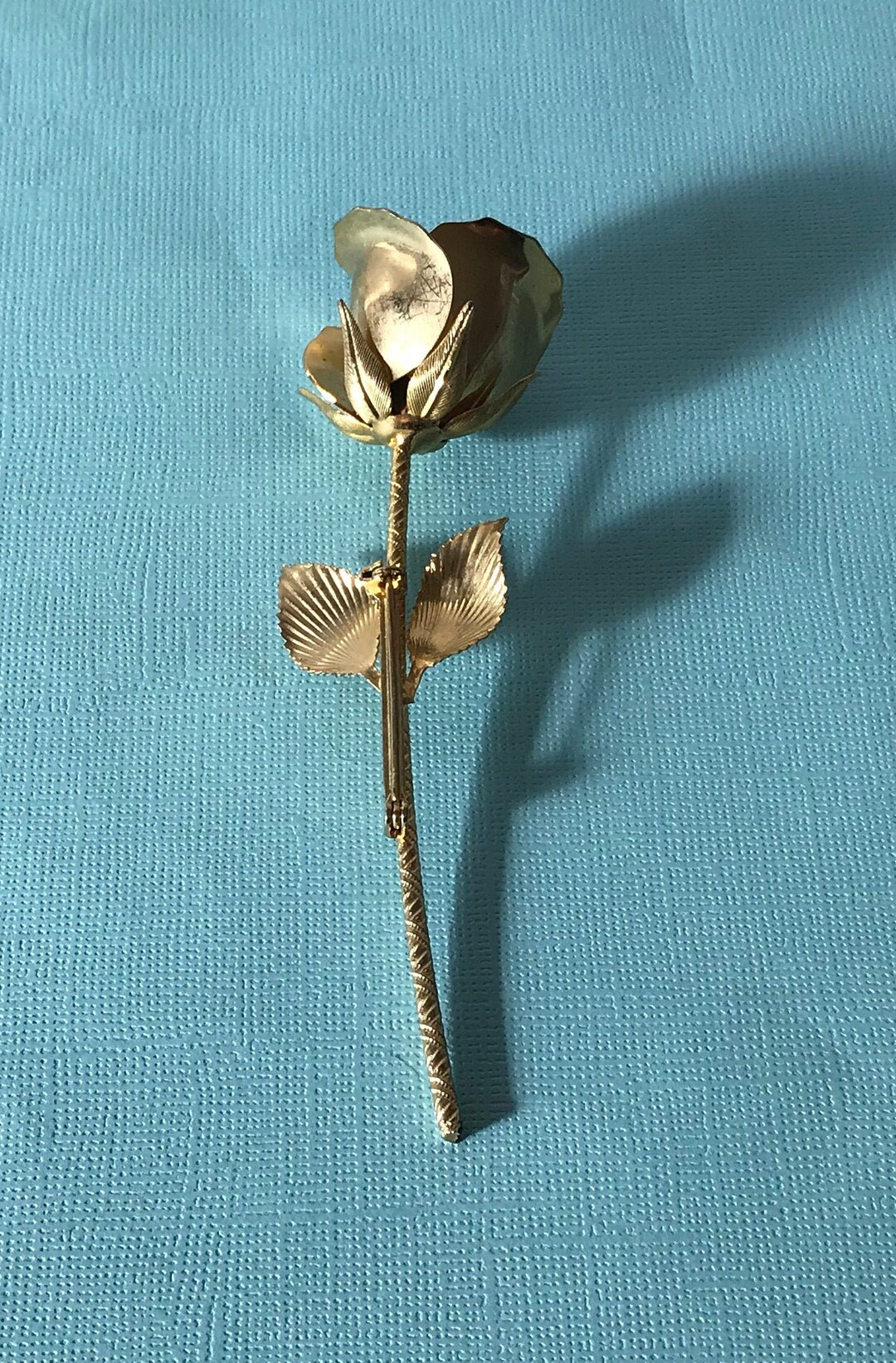 Large Vintage Rose Brooch, Single Rose Brooch, Gold Rose Pin, the ...