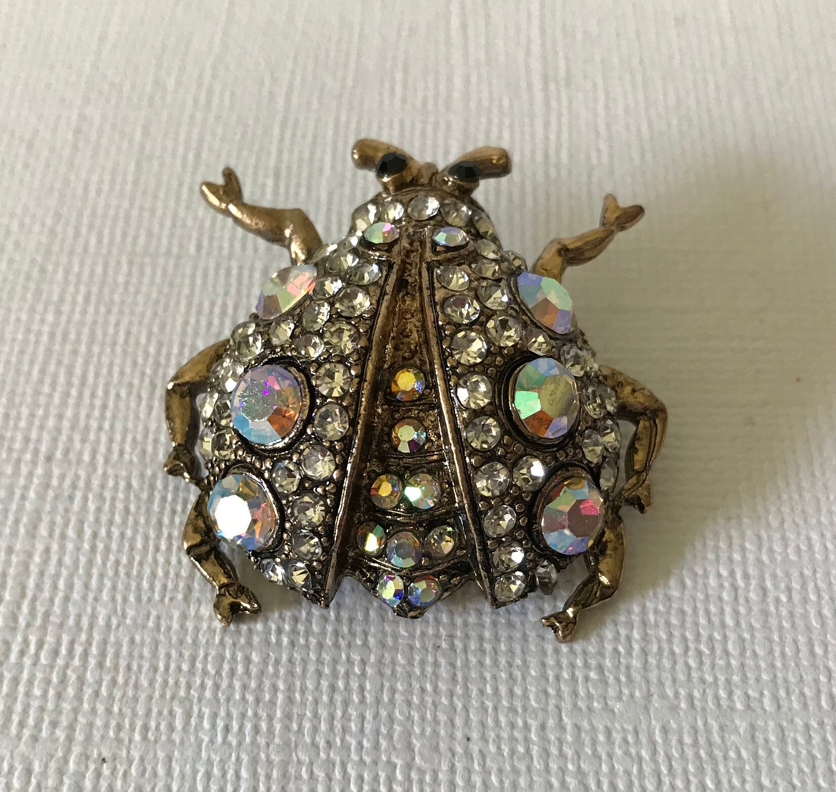 Aurora Borealis Rhinestone Lady Bug Pin, Beetle Pin, Lady Bug Brooch ...