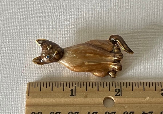 Vintage cat brooch, siamese cat pin, cat jewelry, cat… - Gem