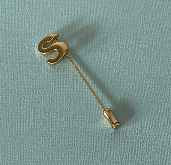 Vintage letter s stick pin, letter S jewelry, gold le… - Gem