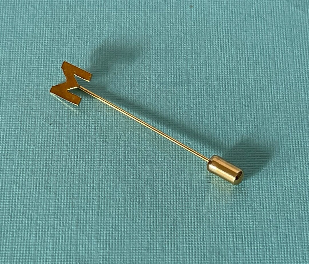 Vintage Letter M Pin, Letter M Stick Pin, Letter M Jewelry, Gold Letter ...
