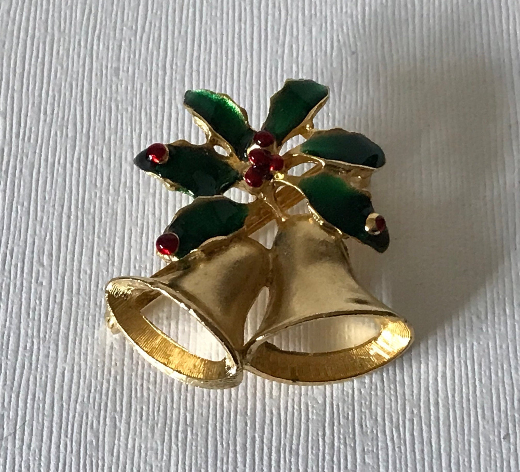 Vintage Bell Pin, Jingle Bells Pin, Gold Bells Pin, Christmas Bells Pin ...