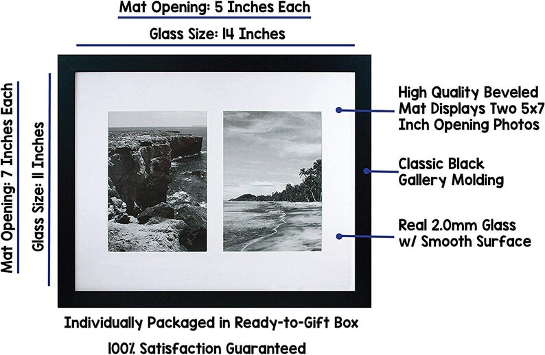 Collage Picture Frame Mat Displays Photos Black Gallery - Etsy