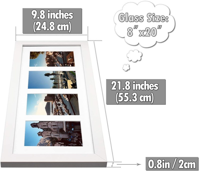Display 4 4x6 Pictures 8x20 White Photo Wood Collage Frame - Etsy