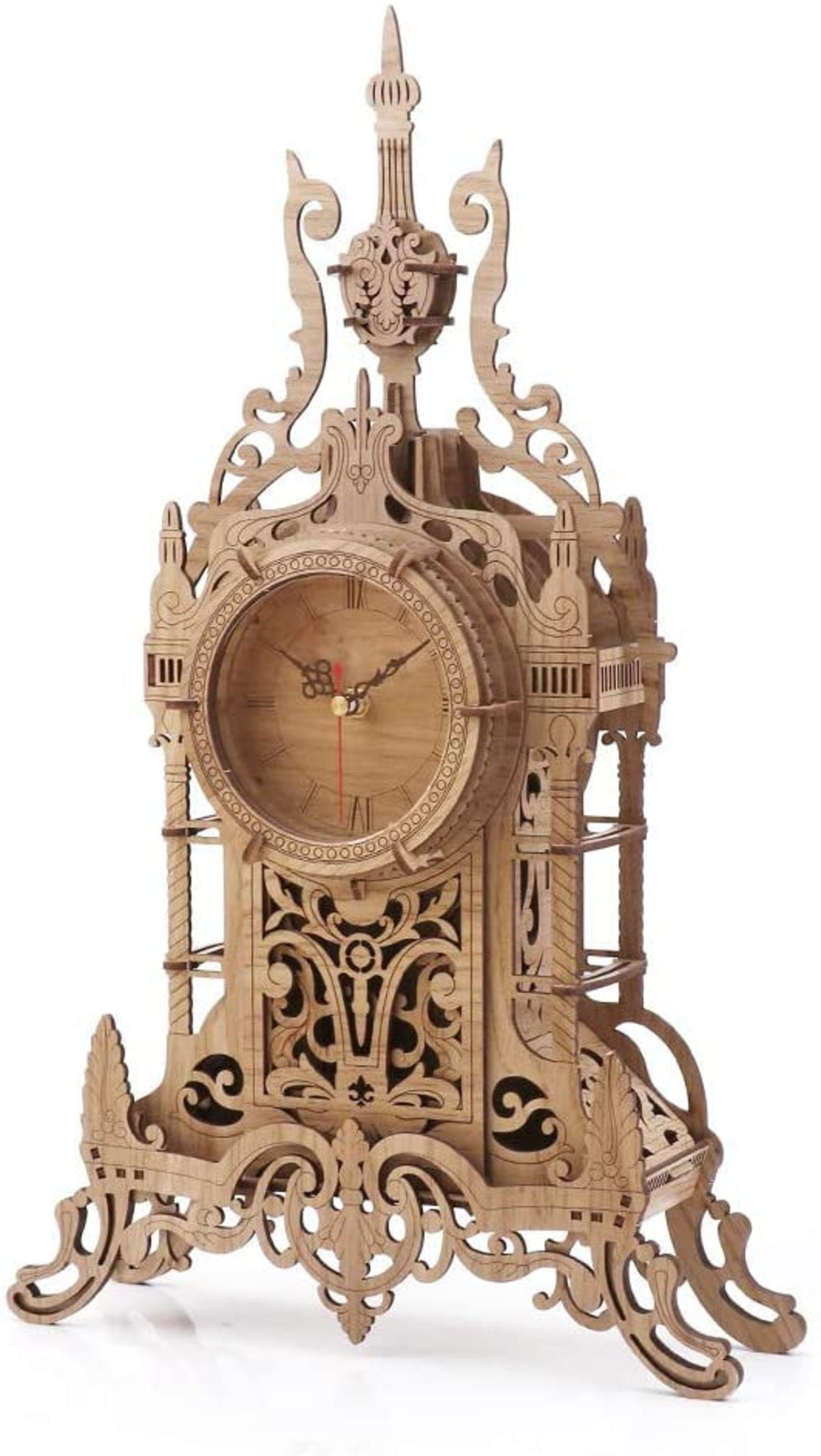 3D Wooden Puzzle Clock Model Kits for Adults Tower Desk Clock - Etsy