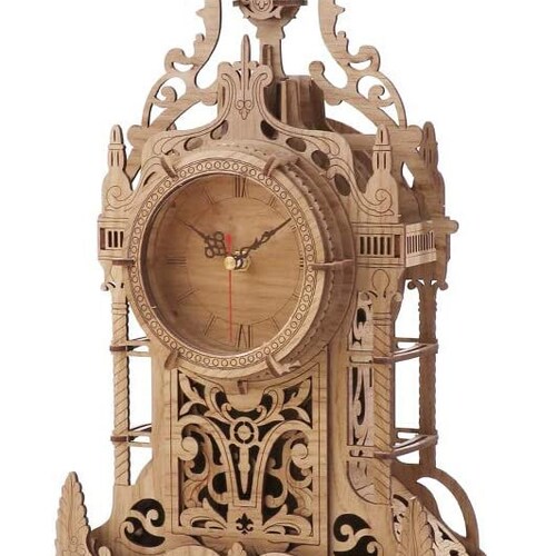 3D Wooden Puzzle Clock Model Kits for Adults Tower Desk Clock - Etsy