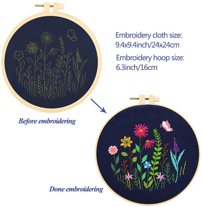 Full Range Embroidery Starter Kit With Pattern and Instructions ...