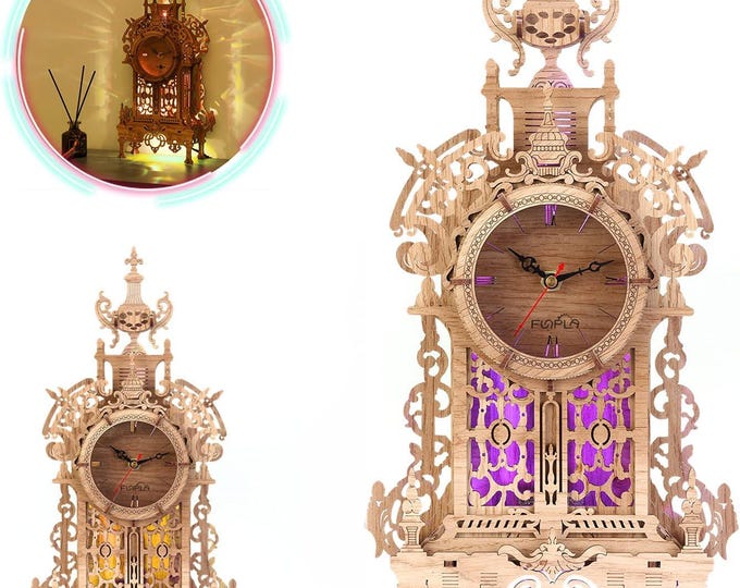 3D Wooden Puzzle Clock Model Kits for Adults- Tower Desk Clock - Etsy