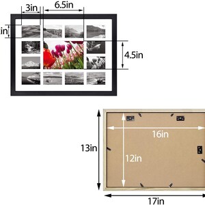 12x16 Picture Frame 13 Opening Displays One 5x7 Photo and Twelve 2x3 ...