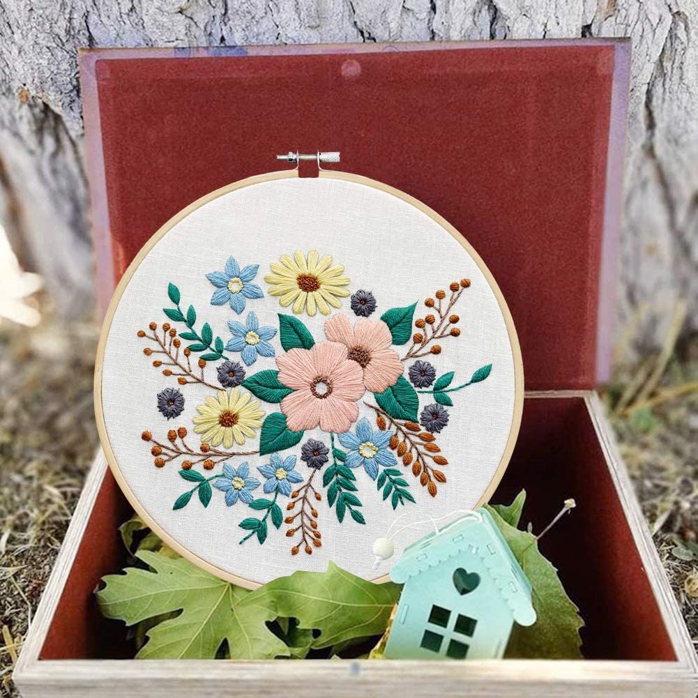 Full Range of Embroidery Starter Kit With Pattern Stamped - Etsy