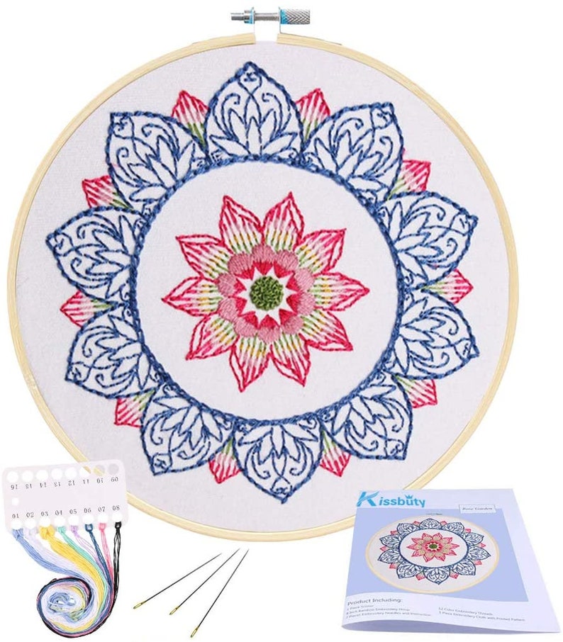 Full Range of Embroidery Starter Kit with Pattern Stamped | Etsy