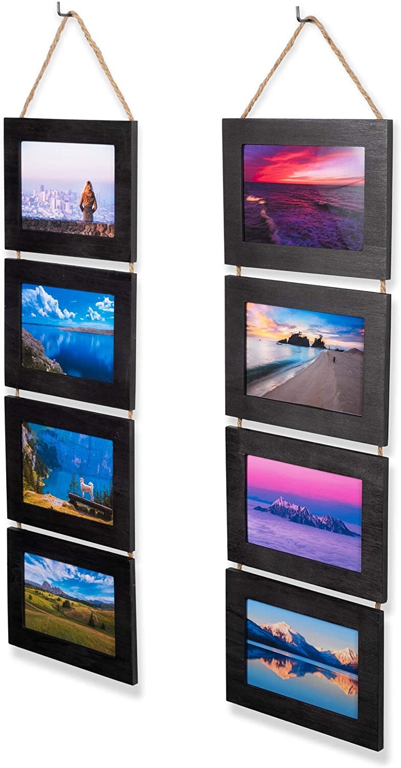 Wood Photo Collage Picture Frame Black Finish Total 8 Opening - Etsy