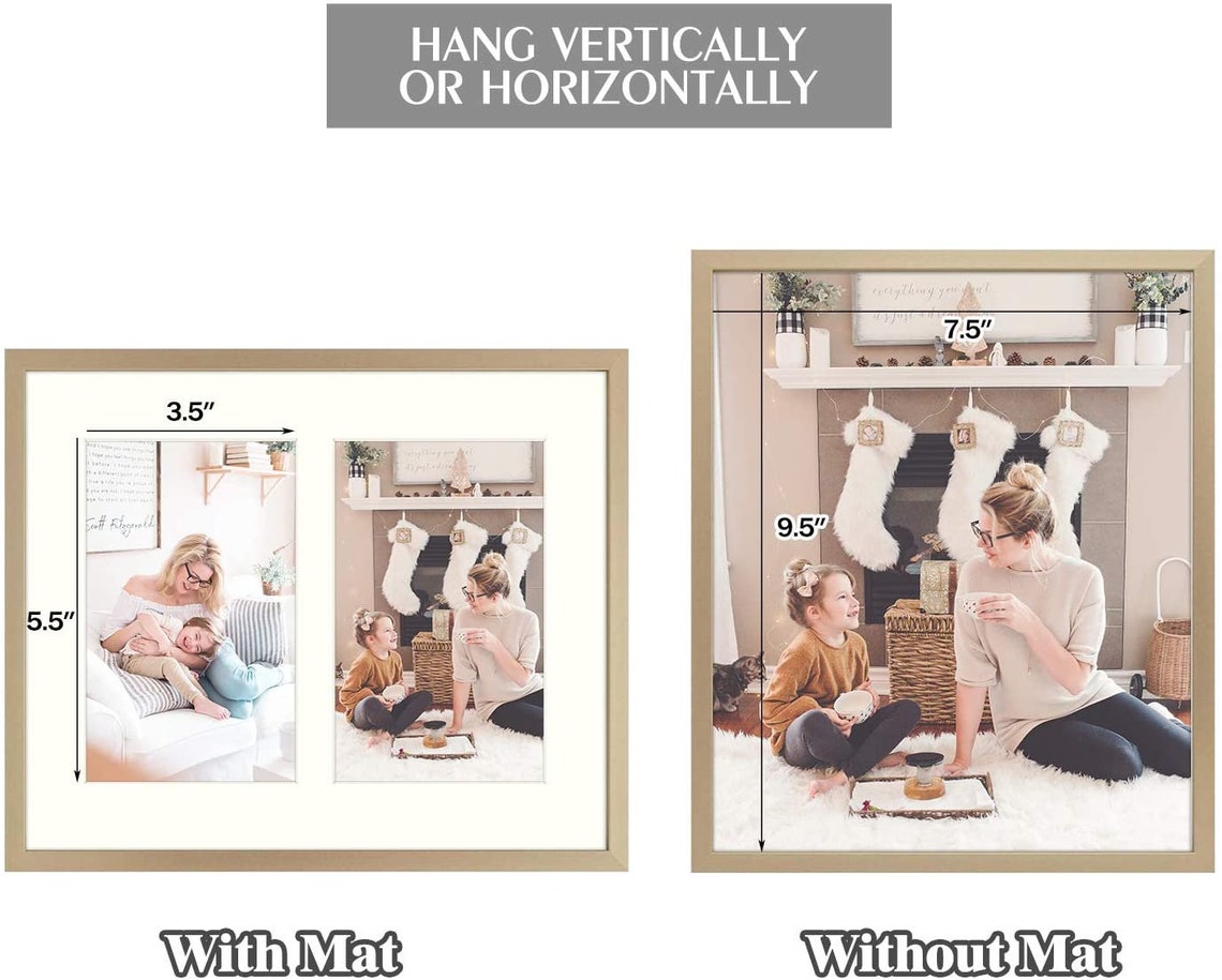 8x10 Photo Wood Collage Frame With Real Glass and White Mat - Etsy