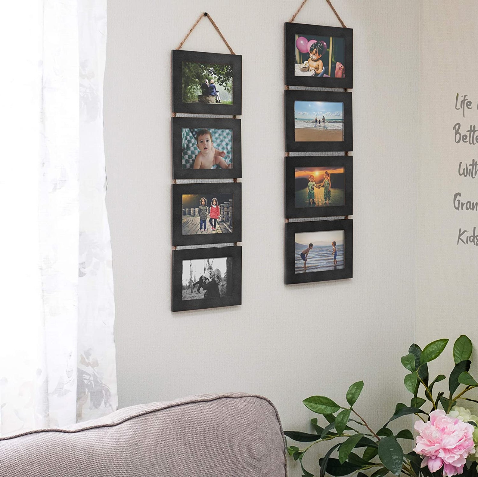 Wood Photo Collage Picture Frame Black Finish Total 8 Opening - Etsy