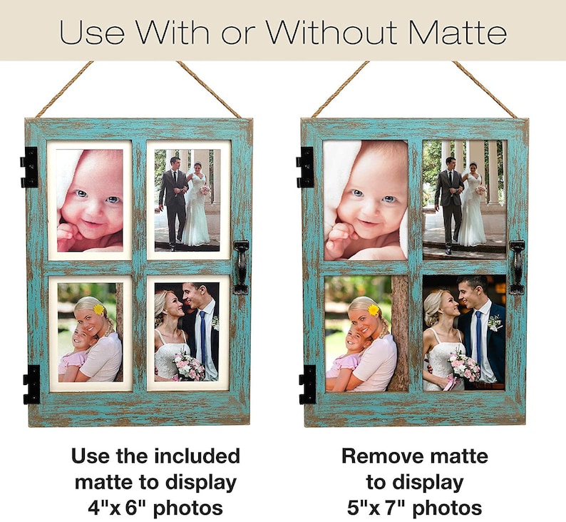 Vintage Farmhouse Window Photo Frame: Rustic Hanging Distressed Wood ...