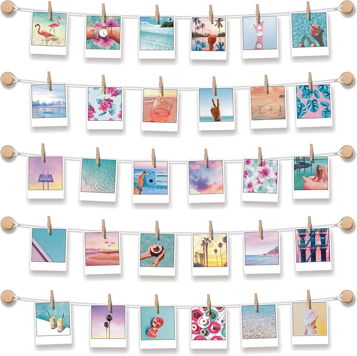 Photo Display Instant Wall Hanging String With Clips 3M Self - Etsy