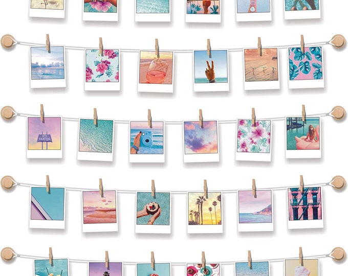 Photo Display Instant Wall Hanging String With Clips - 3M Self Adhesive ...