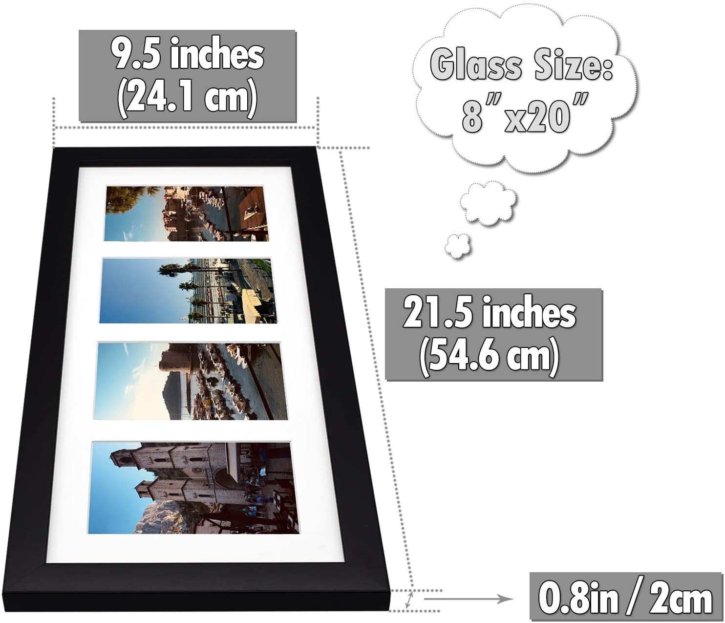 Display 4 4x6 Pictures 8x20 White Photo Wood Collage Frame - Etsy