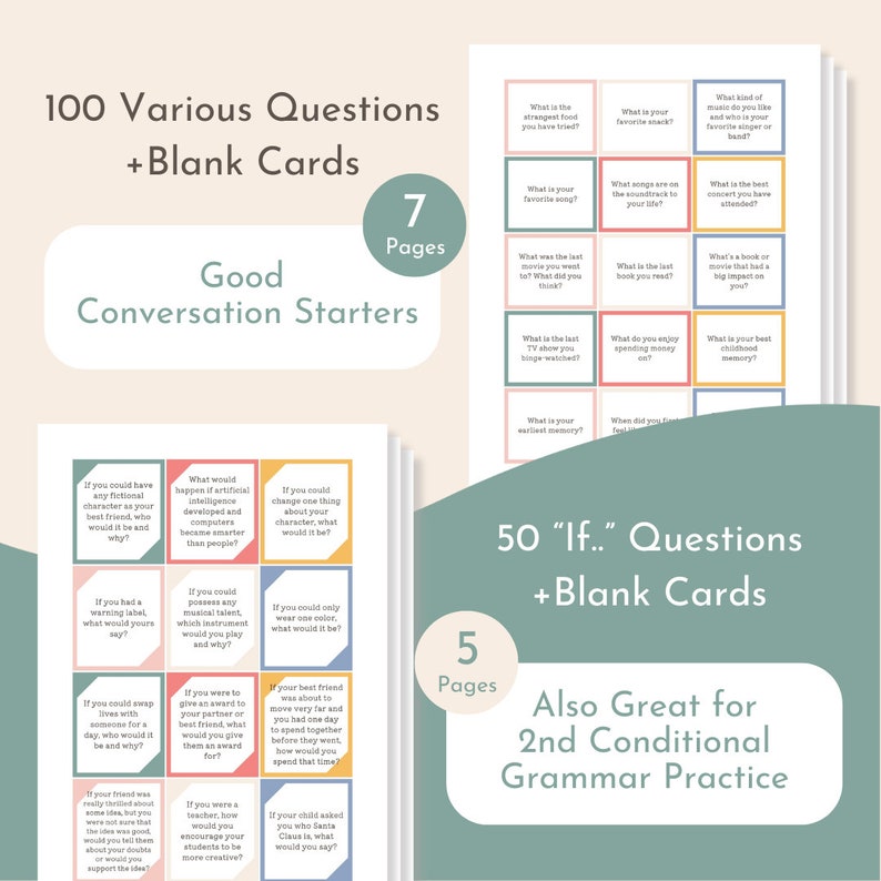 Conversation Starter Cards | | Icebreaker Game | English Learning ...