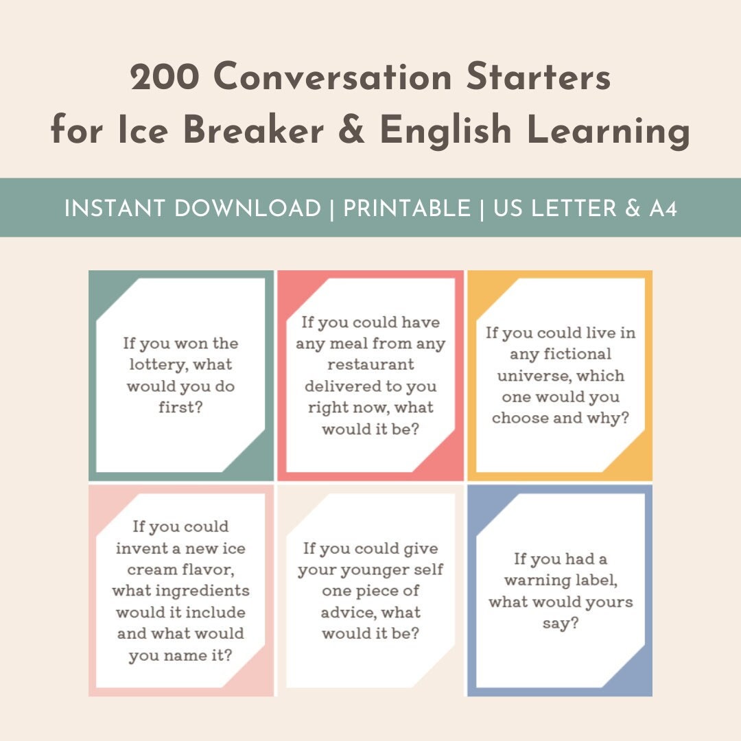 Conversation Starter Cards | | Icebreaker Game | English Learning ...