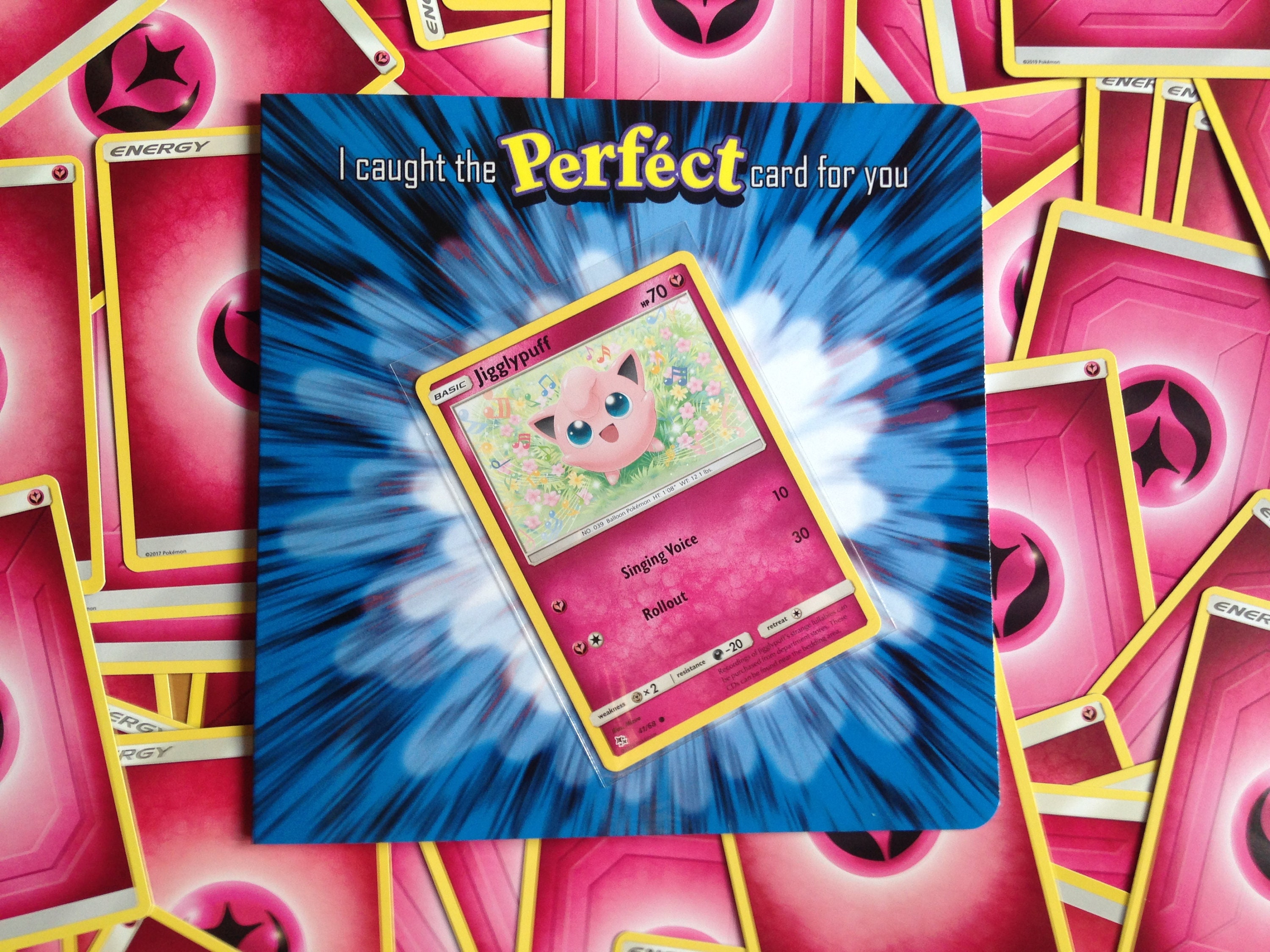 JIGGLYPUFF Pokemon Greetings Card With Pokemon TCG Card - Etsy