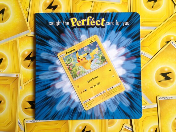 PIKACHU Pokemon Greetings Card with Pokemon TCG Card Ideal | Etsy