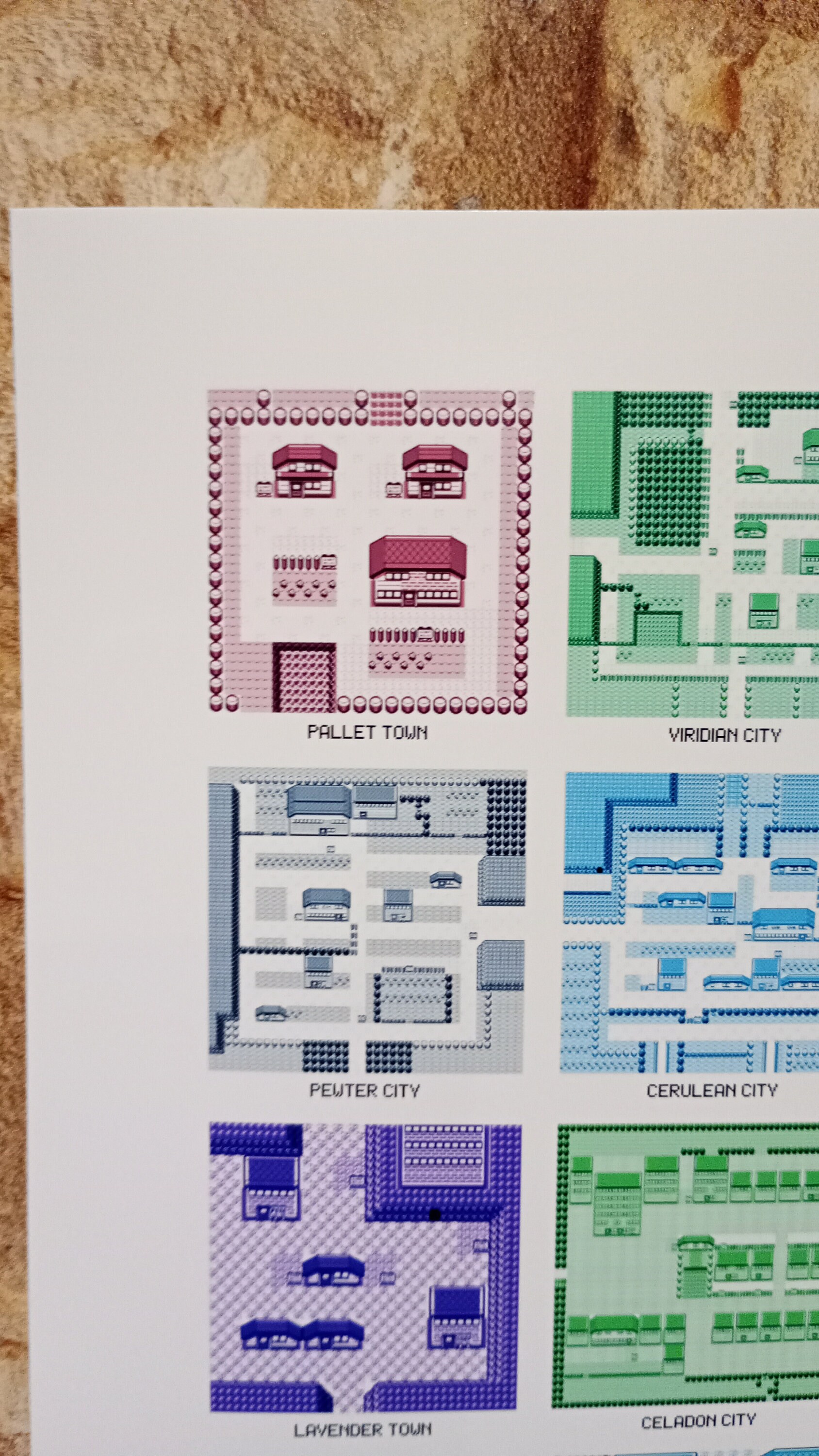 Pokemon Kanto Towns Map Gameboy Retro Gamer Style Poster Art Print Dad ...