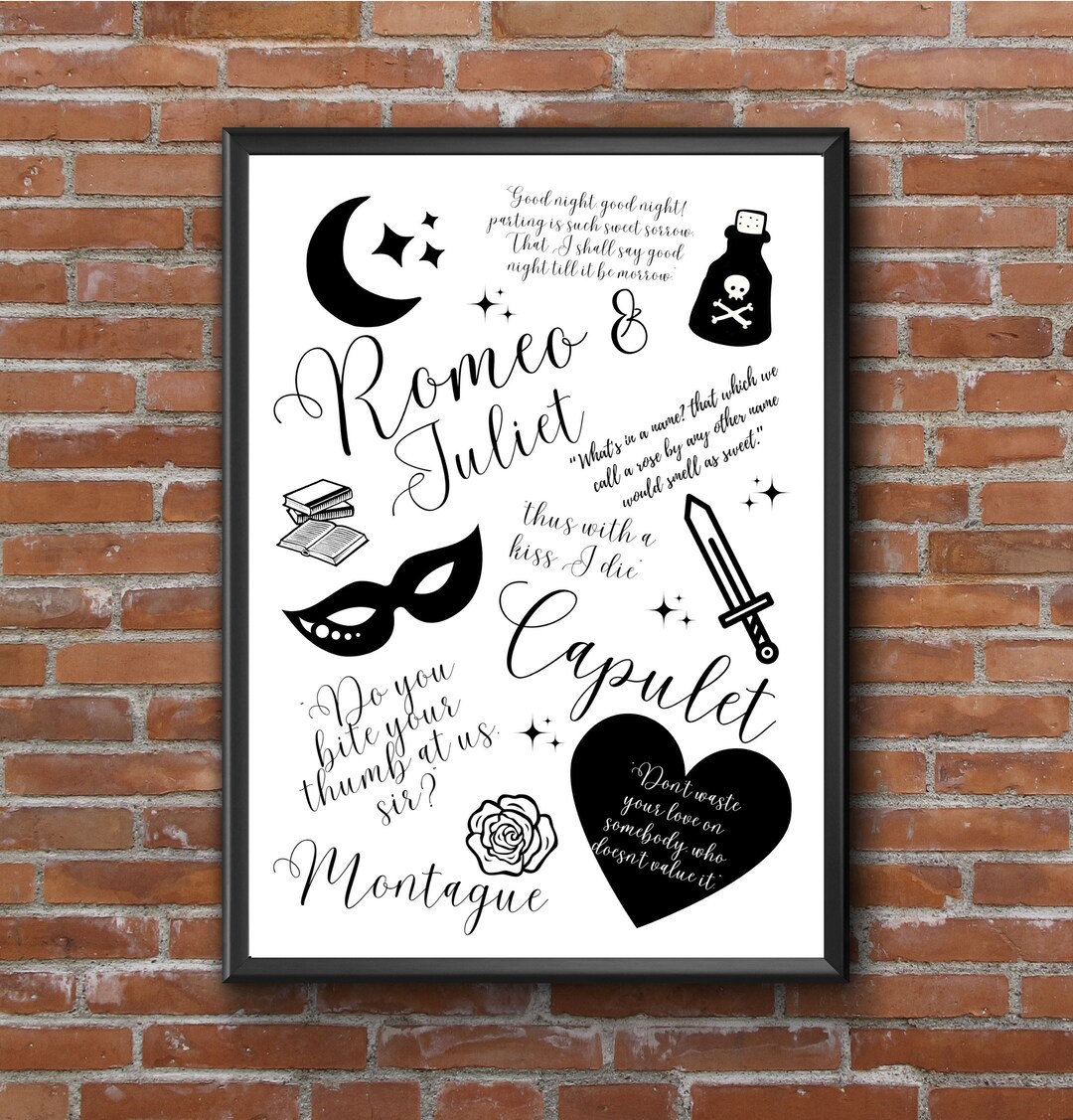 Romeo and Juliet - William Shakespeare Art Quote Style Poster Art Print ...