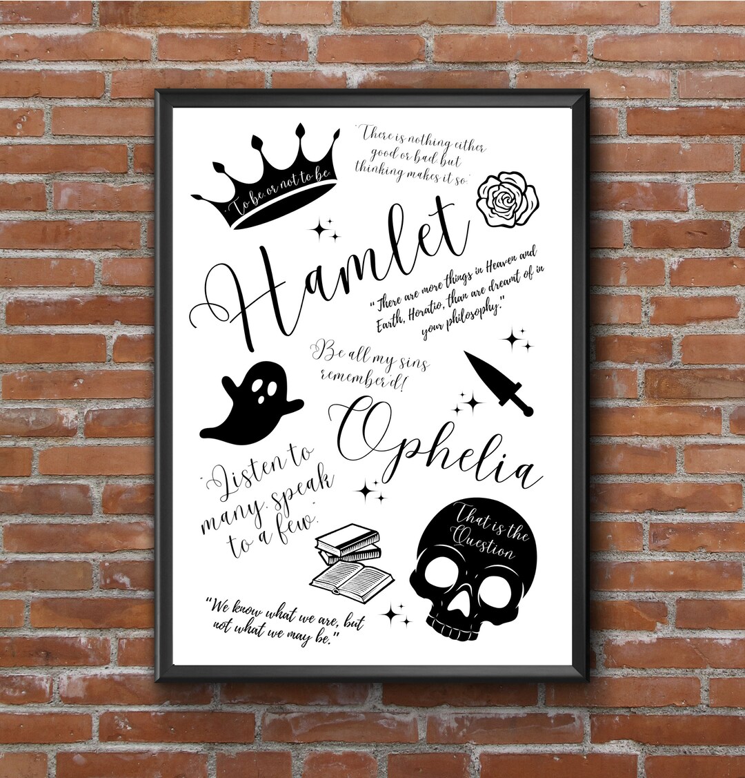 Hamlet Art Print: William Shakespeare Quote Poster (A4) - Etsy UK