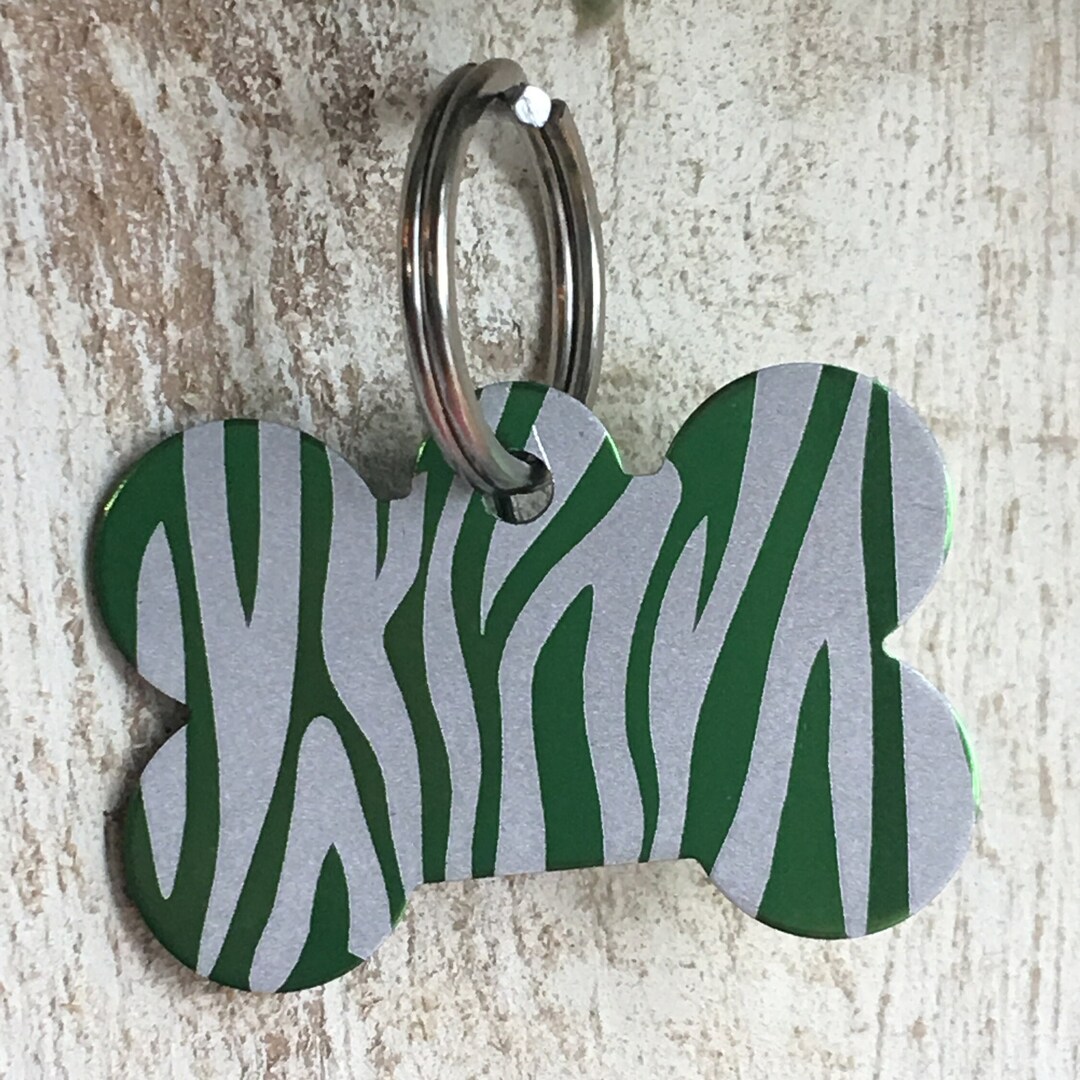 Green Zebra Bling Personalized Engraved Dog or Cat Tag. Pet ID Tags ...