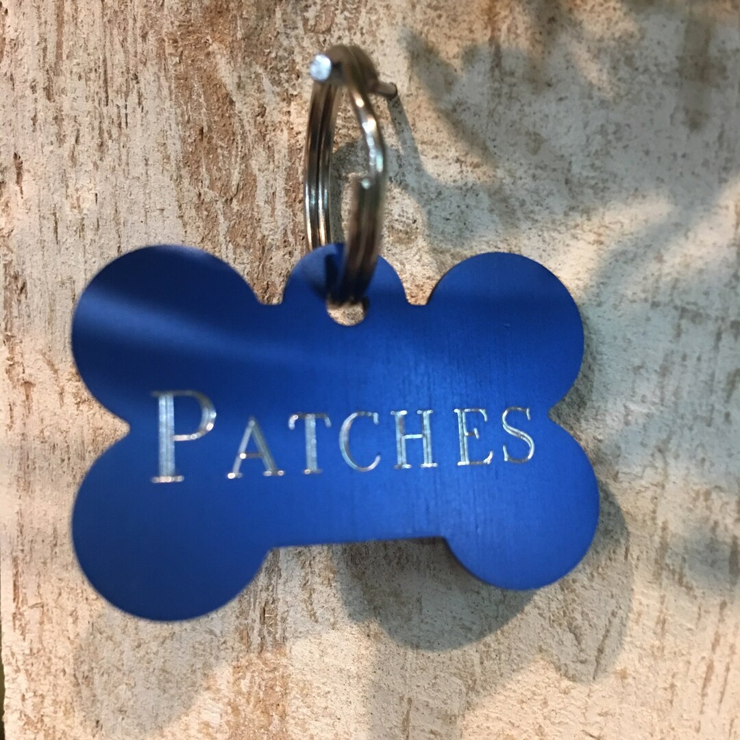 Blue Bling Personalized Engraved Dog or Cat Tag. Pet ID Tags. Bone ...