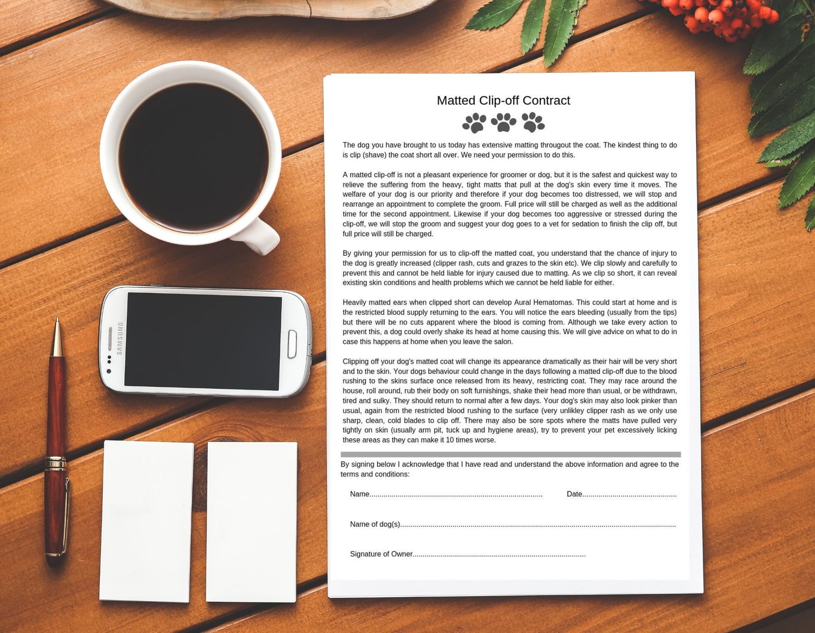 All 12 Dog Grooming Contracts and Customer Cards, Instant Download - Etsy