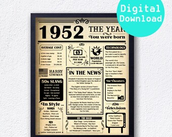 Back in 1952 Birthday - Etsy