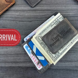 Personalized Leather Magnetic Money Clip, Slim Wallet, Anniversary Gift ...