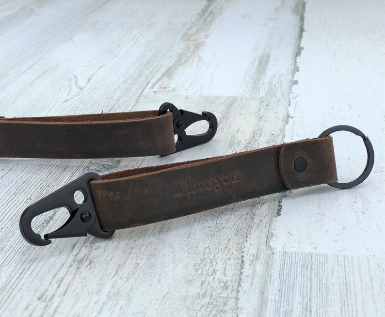 Engraved Rifle Snap Keychain, Customizable Leather Military Snap Hook ...