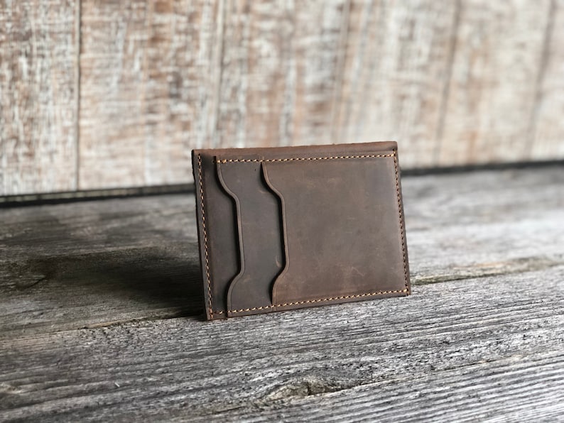 Slim Leather Card Holder Personalized Wallet Minimalist | Etsy