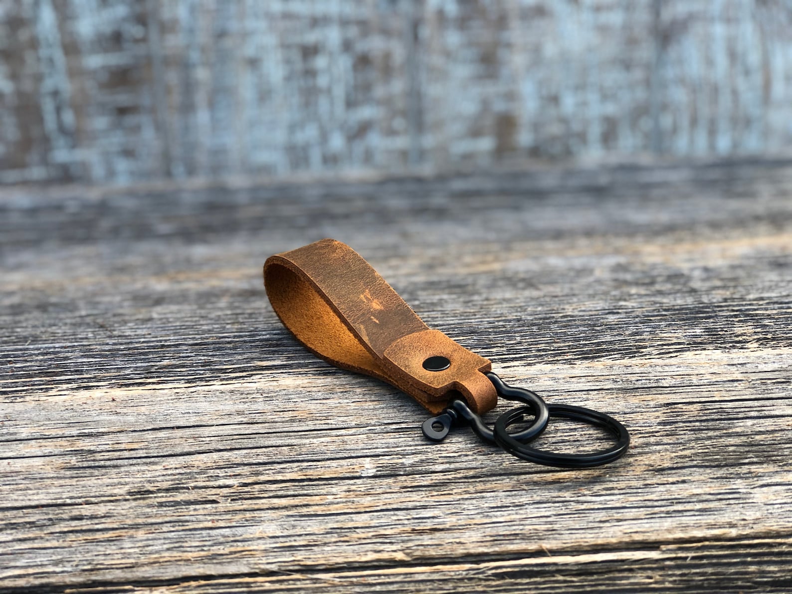 Handmade Leather Keychain Black Hardware Personalized Key - Etsy