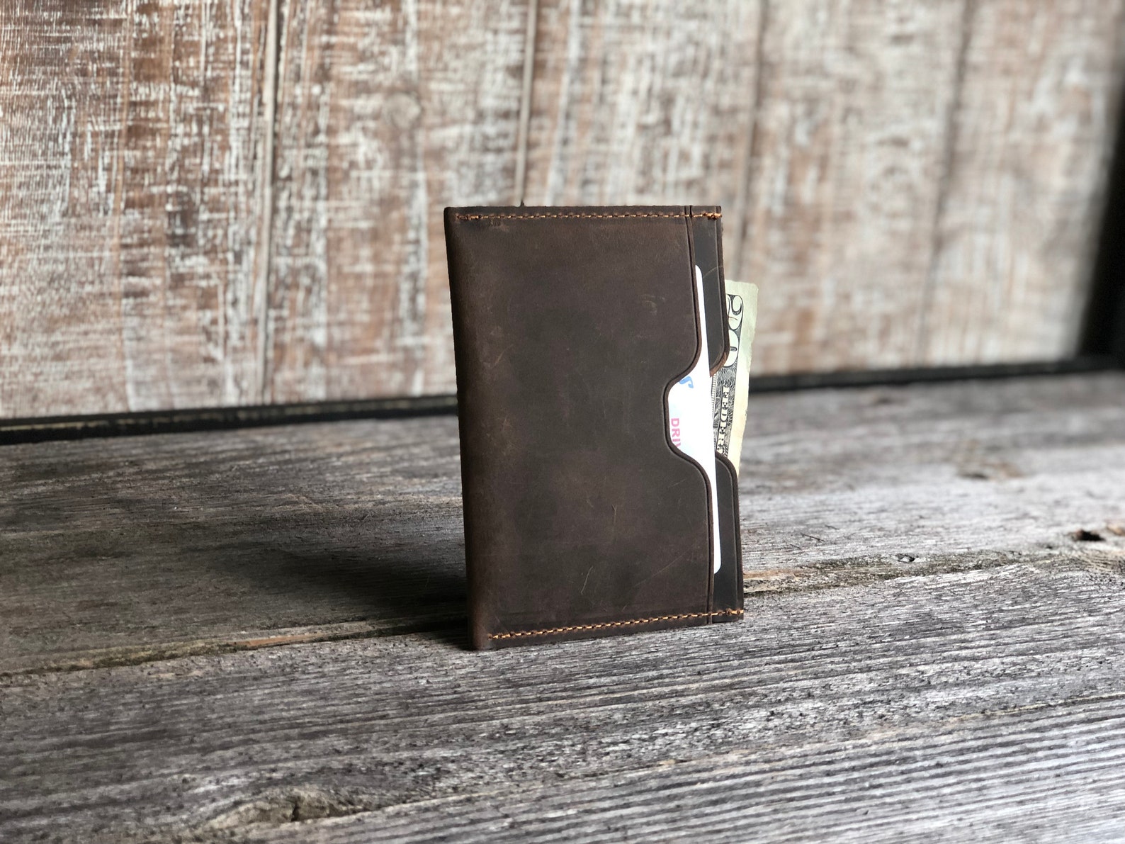 Slim Leather Card Holder, Personalized Wallet, Minimalist Front Pocket ...