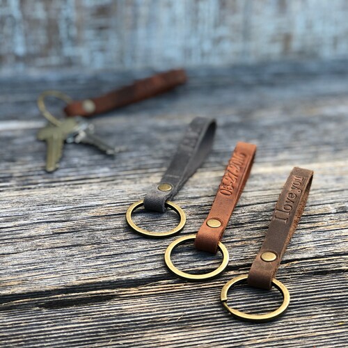 Custom Leather Keychain Personalized Leather Key Ring - Etsy