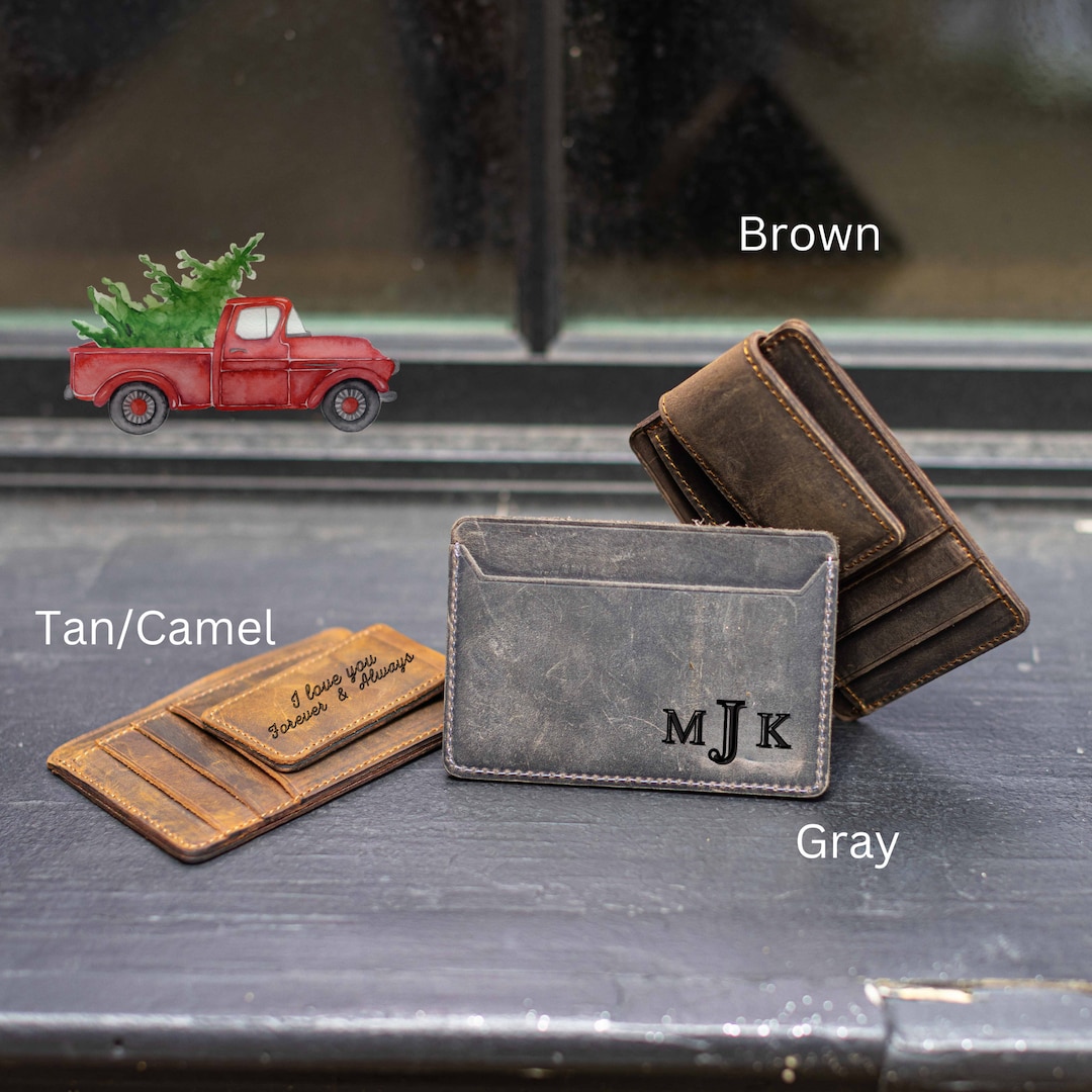 Personalized Leather Magnetic Money Clip, Slim Wallet, Anniversary Gift ...