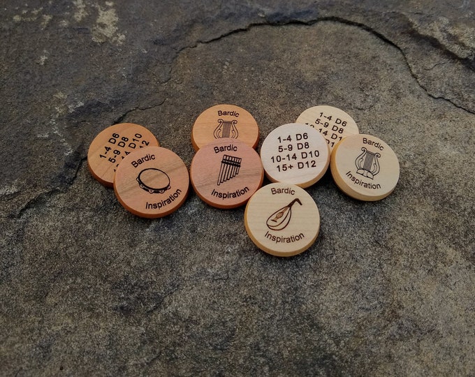 Dnd 5e Bardic Inspiration Hardwood Tokens, Made From Select American ...